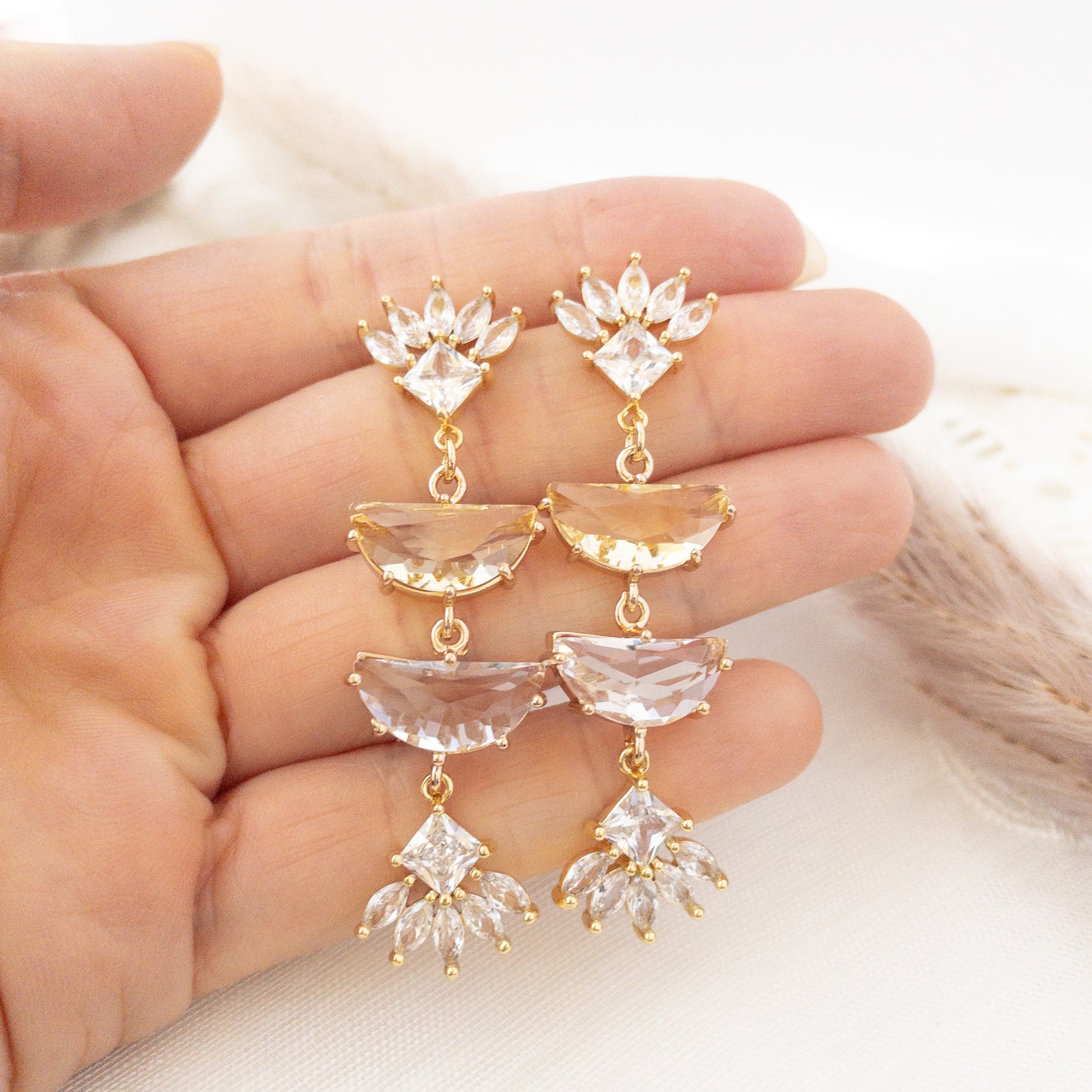 The Agnes Earrings - Bridal Statement Earrings by YSM Designs