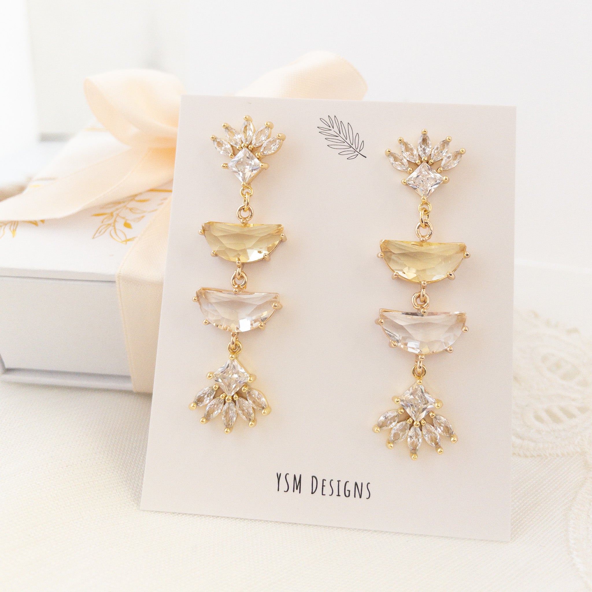 The Agnes Earrings - Bridal Statement Earrings by YSM Designs